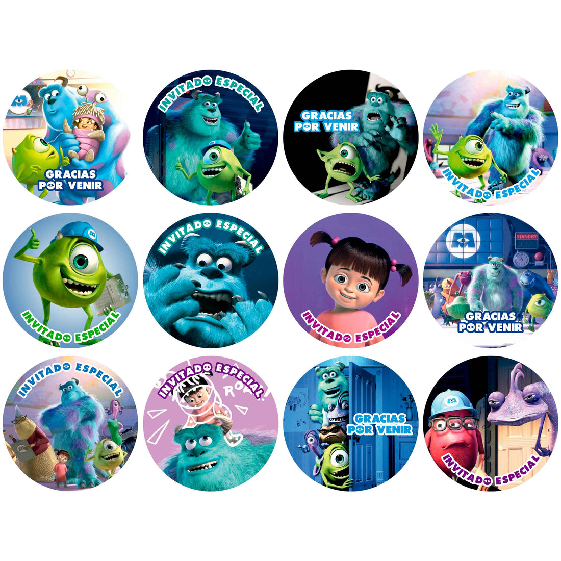120 Stickers Etiquetas Monsters Inc Papel 7cm – Pantufiesta