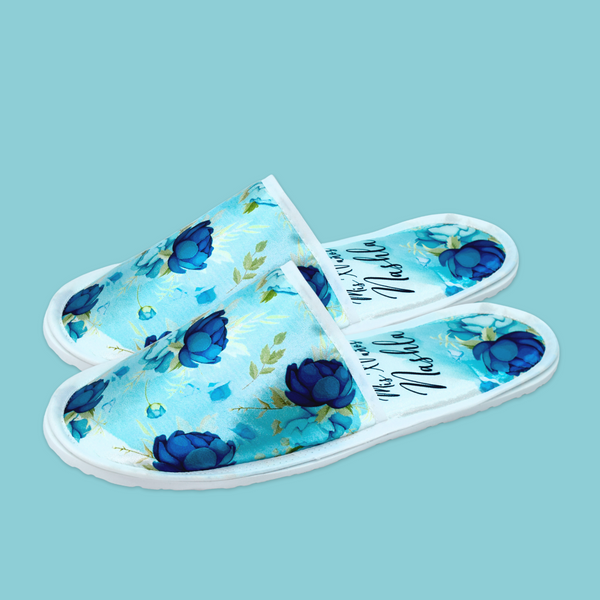 Pantuflas XV flores azules – Pantufiesta